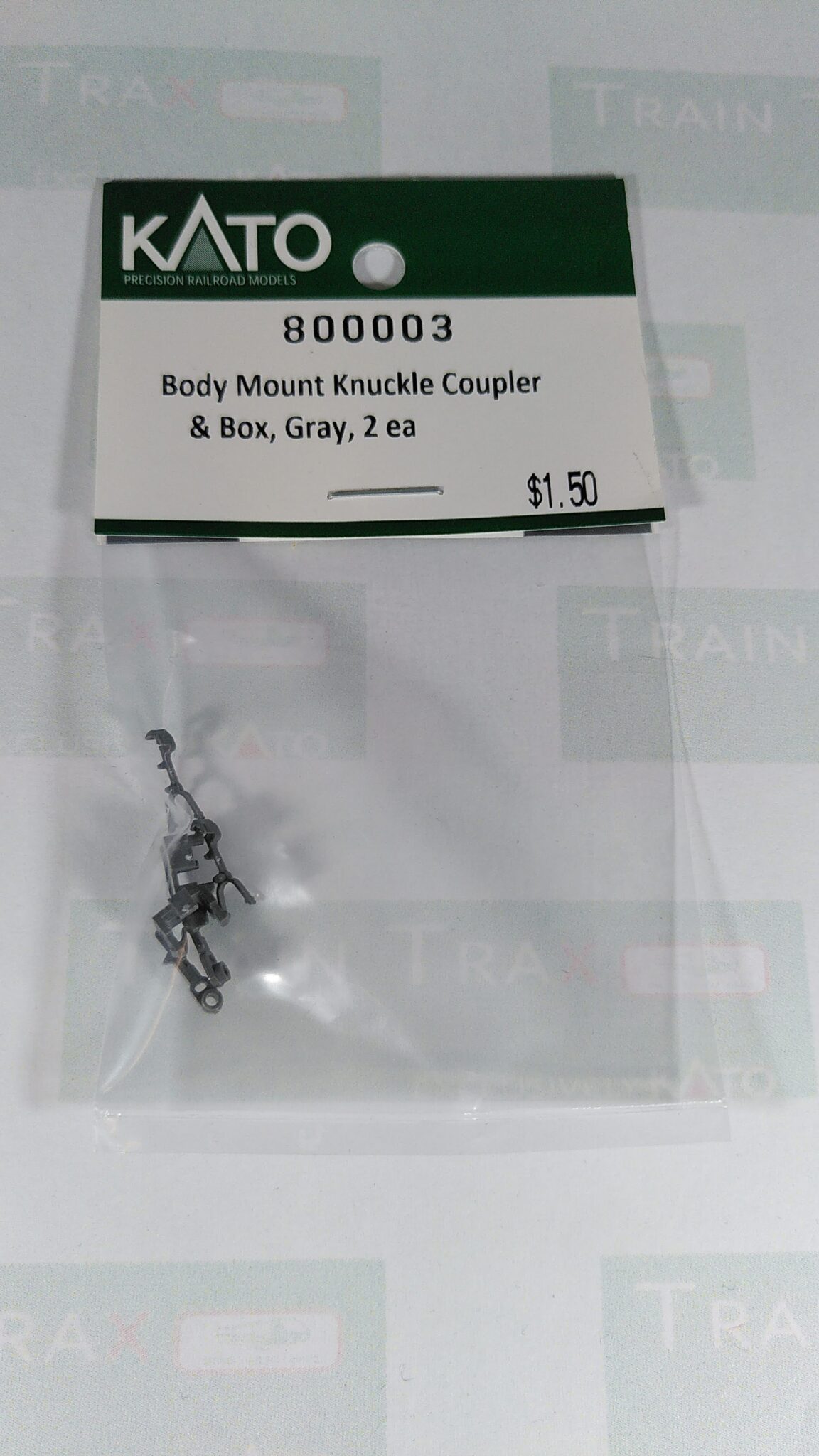 800003 (S) Body Mount Knuckle Coupler Dark Grey w/Box - Train Trax