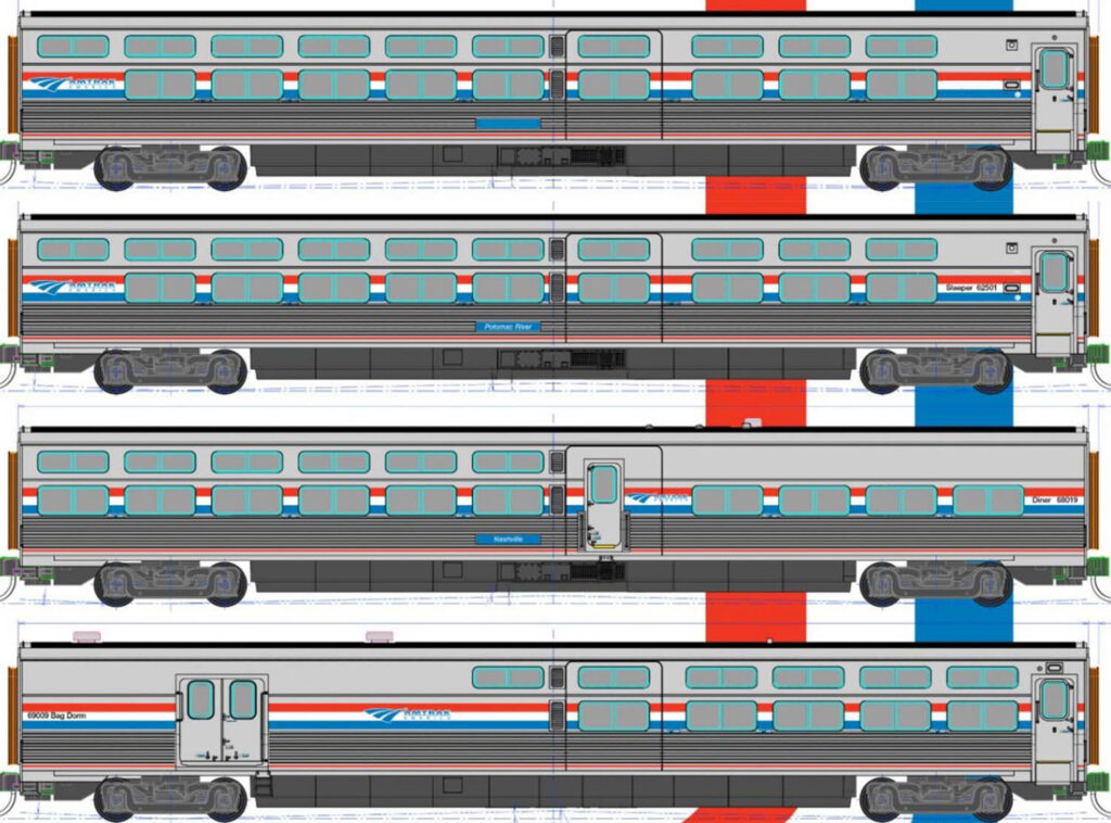 106-8004 Viewliner II Coach Set (4) Amtrak PhIII - Train Trax